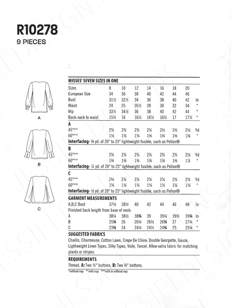 Uncut New Look Sewing Pattern 10278 6637 Misses Tops Sz. 8 20 - Etsy