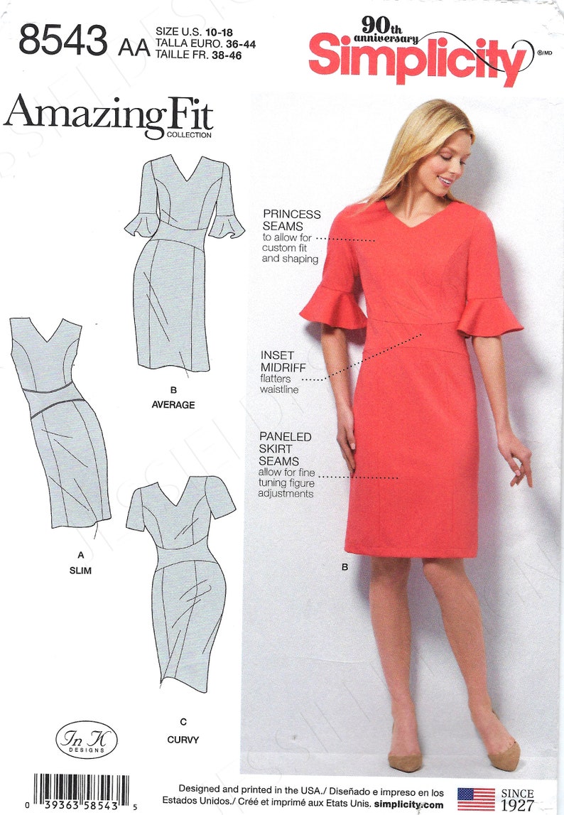 Uncut Sewing Pattern Simplicity 8543 Amazing Fit. Dress With 3 - Etsy