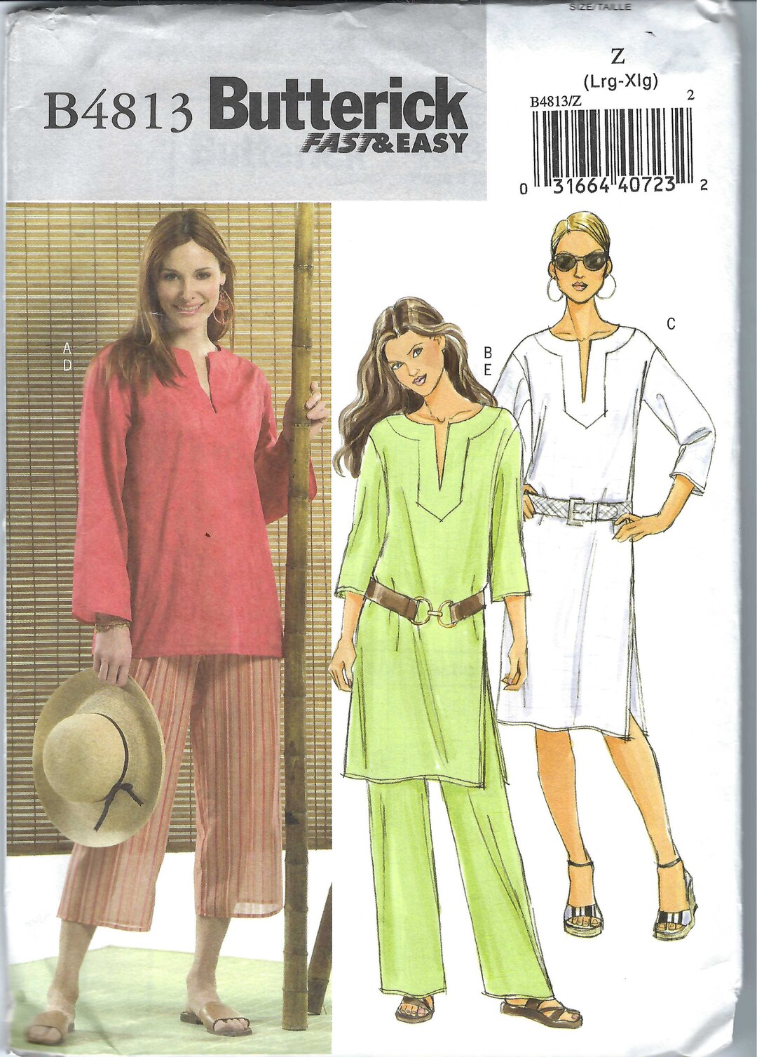 Uncut Butterick Sewing Pattern 4813 Tunic Dress and Pants Pattern Size ...