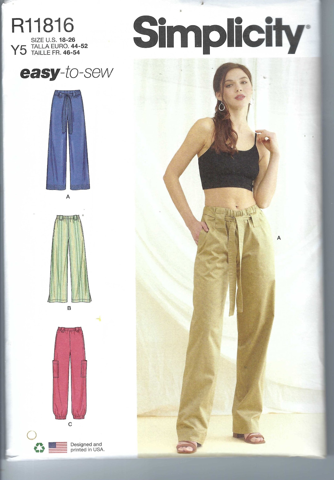 Uncut Simplicity Sewing Pattern 11816 9785 Misses Easy To Sew Pants