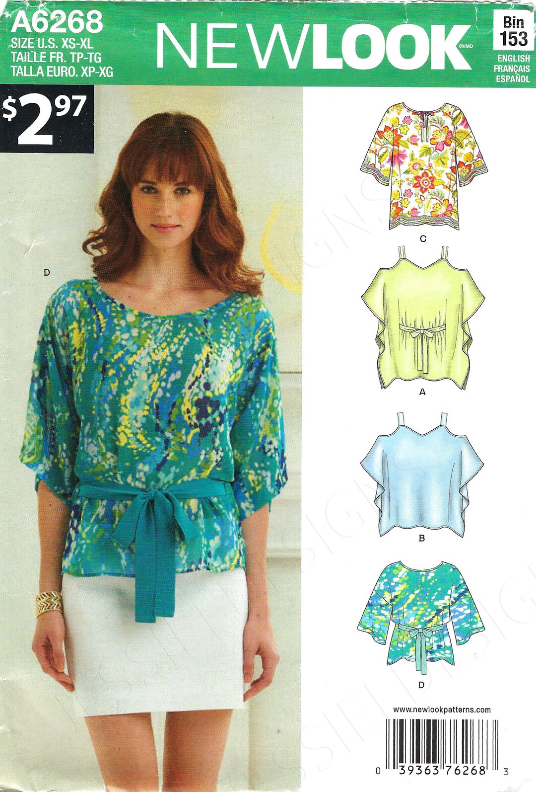 Uncut New Look Sewing Pattern 986 6268 Misses Five Sizes in One Tops ...