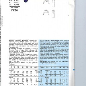 Uncut Vogue Sewing Pattern Jacket Dress Vogue 7724 Size 14-16-18 FF - Etsy