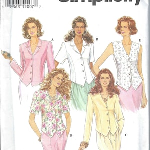 Uncut Vintage Simplicity Sewing Pattern 8845 Misses Tops With Shaped ...