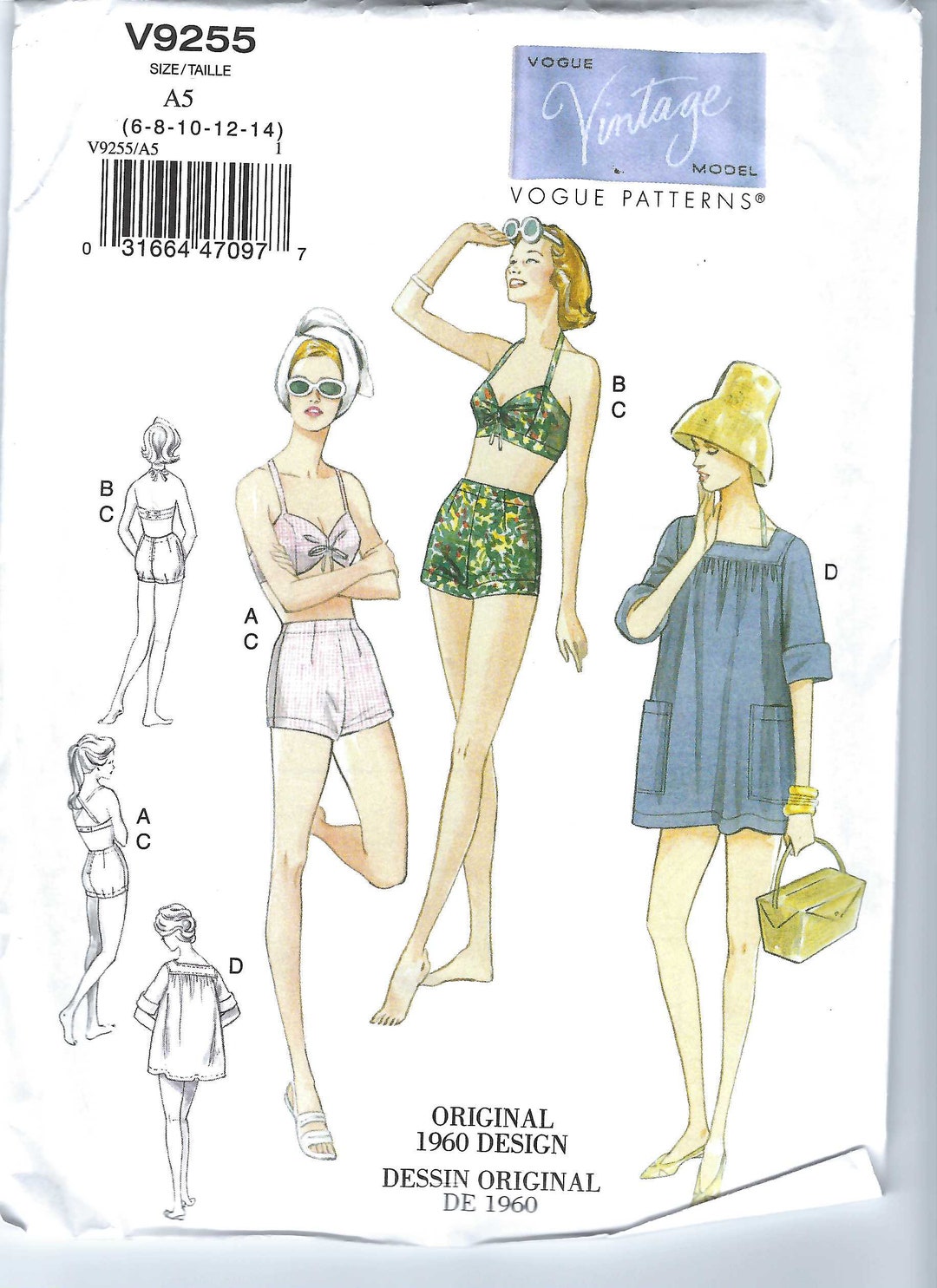 Uncut Vogue Sewing Pattern 9255 Vintage Style, Lined Halter Bra ...