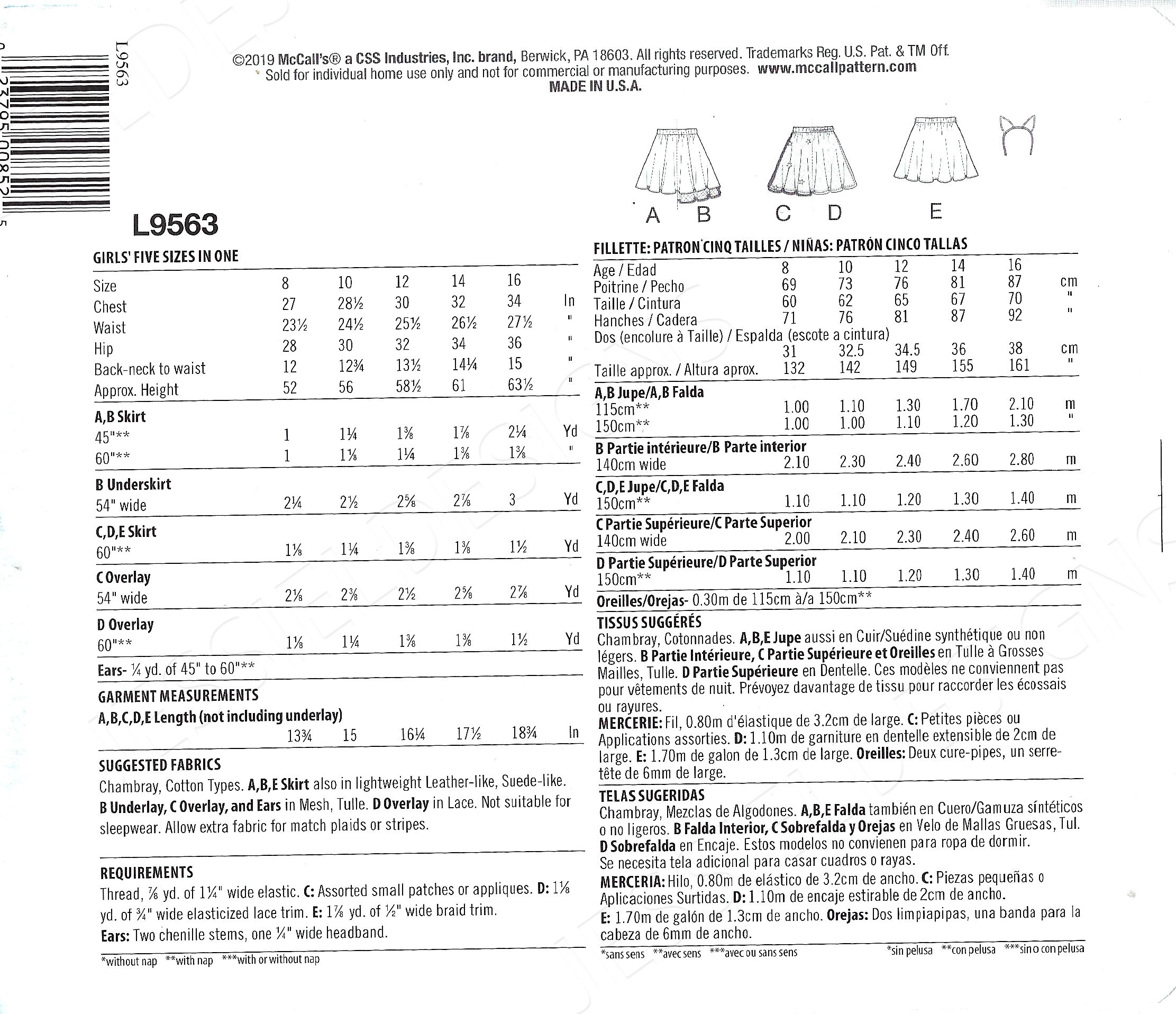 Uncut Mccalls Sew Sewing Pattern 9563 Girls Skirt Size 8-16 FF - Etsy