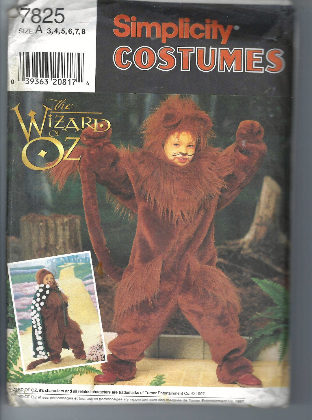 Uncut Vintage Simplicity Sewing Pattern 7825 Wizard of Oz Lion Costume ...