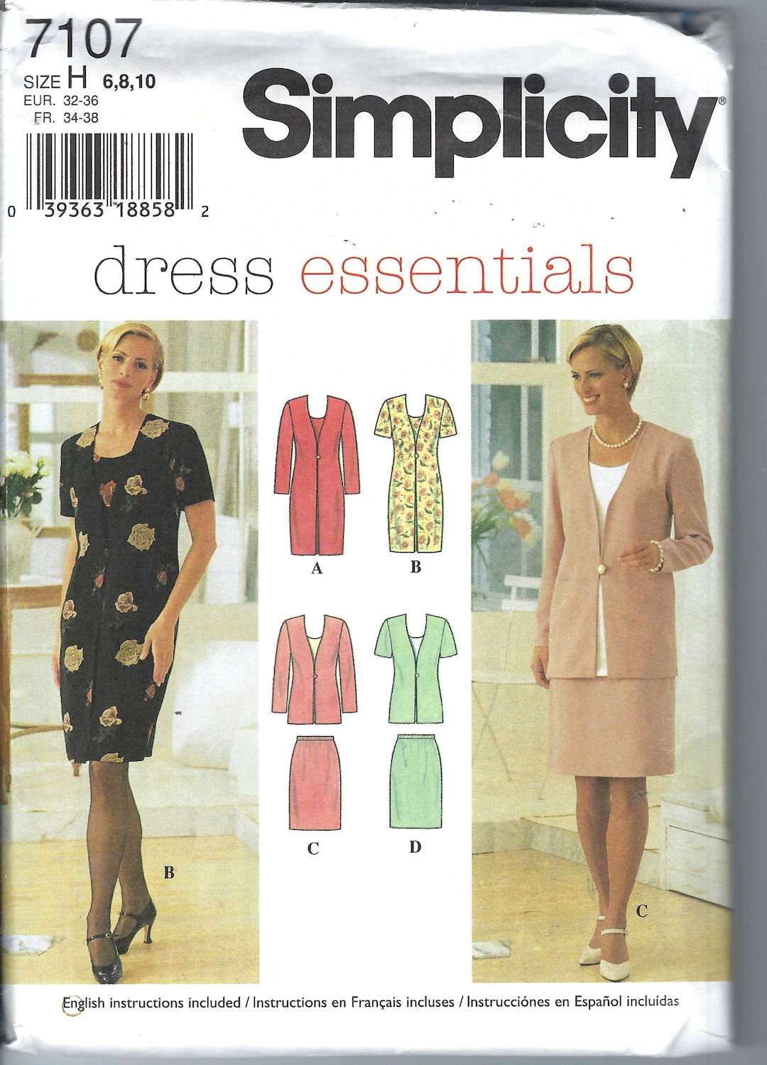 Uncut Vintage Simplicity Sewing Pattern Misses' Dress, Top, and Skirt ...