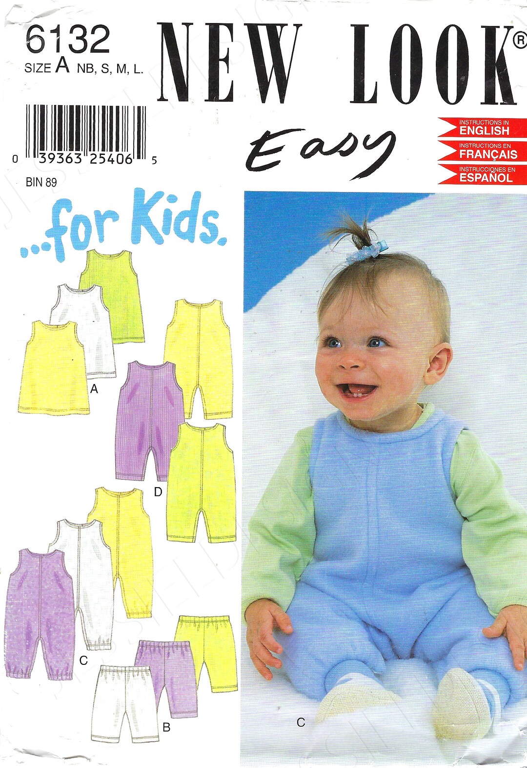 Uncut New Look Sewing Pattern 6132 Sizes A NB S M L Infants Baby Shirt ...