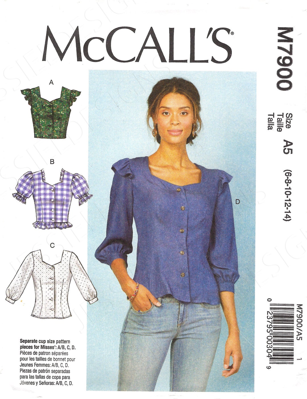 Uncut Mccalls Sewing Pattern Pattern M7900 7900 Misses' Tops - Sizes 6-8-10-12-14 14-22 FF - Etsy