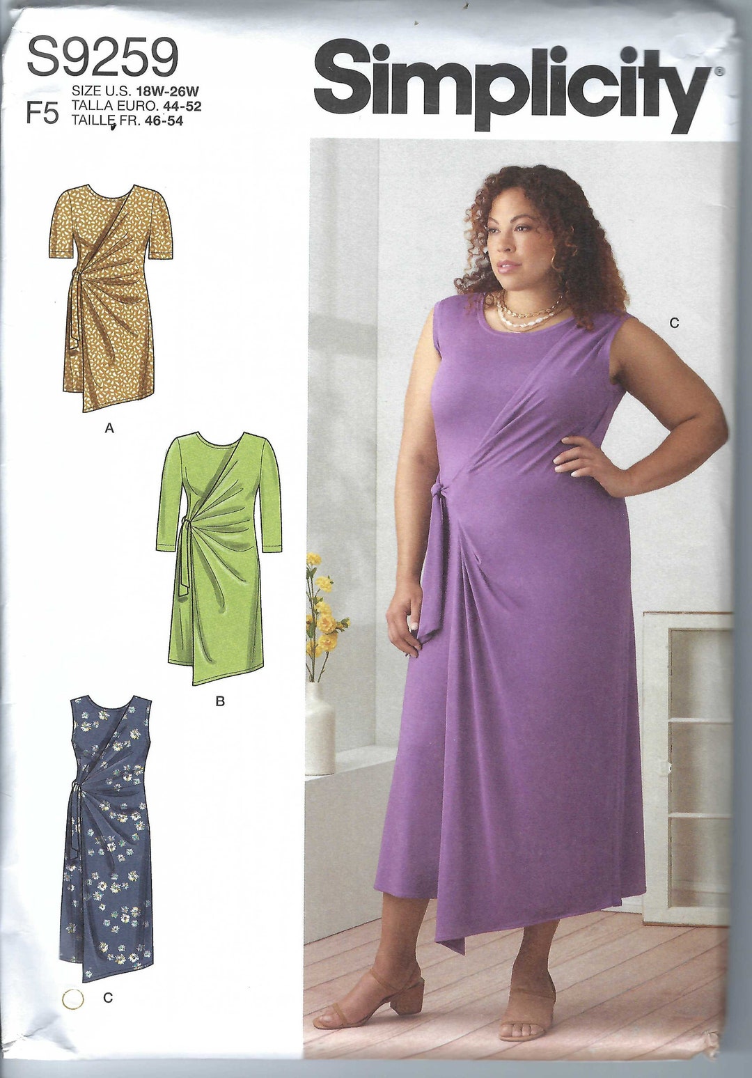 Uncut Simplicity Sewing Pattern 9259 /plus Size Knit Wrap Dress and ...