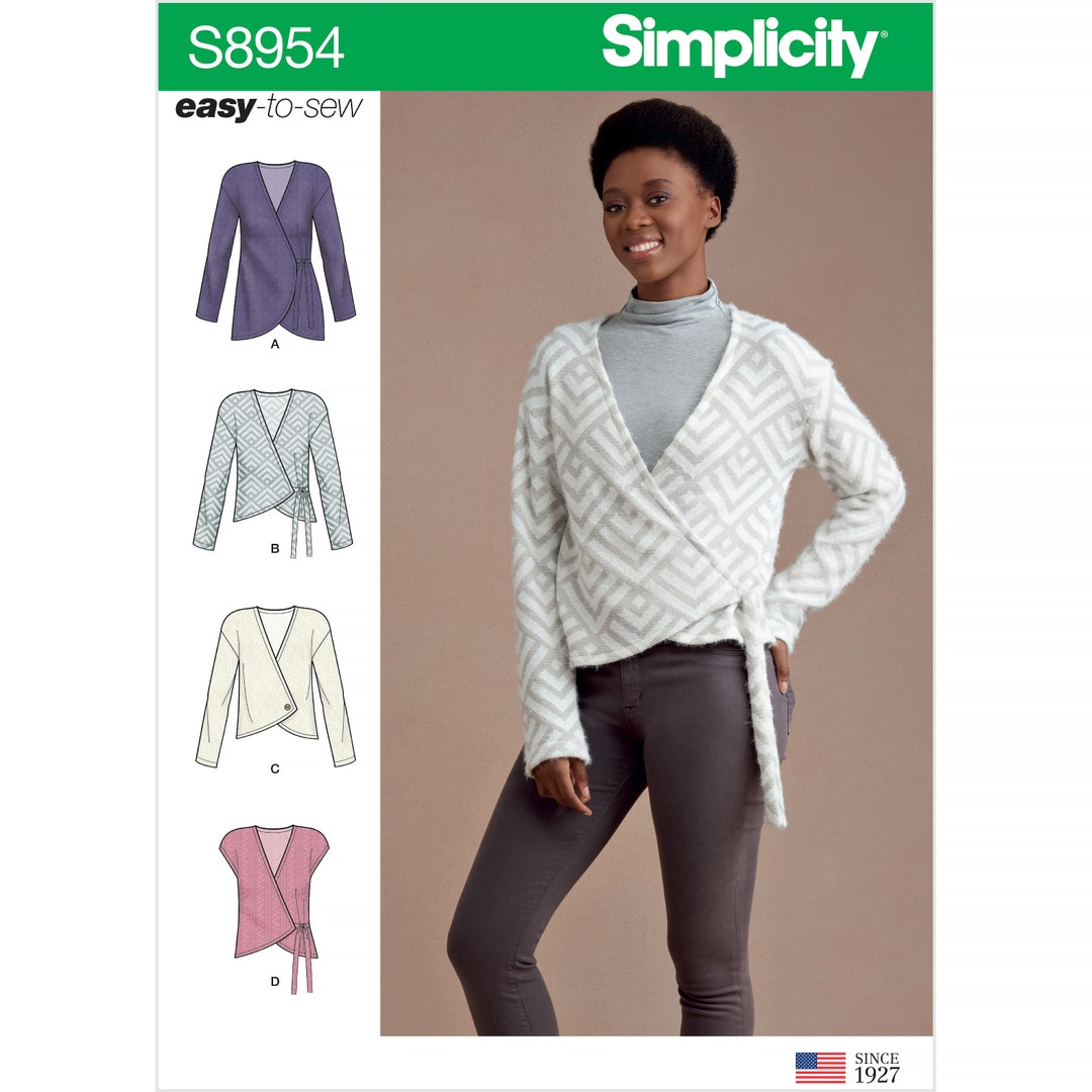 Uncut Simplicity Sewing Pattern 10263 8954 Misses' Wrap Cardigan With ...