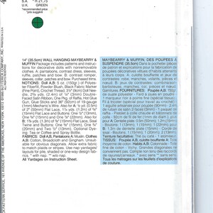 Uncut Butterick Sewing Pattern 4312 / 385 Wall Hanging Dolls Mayberry ...