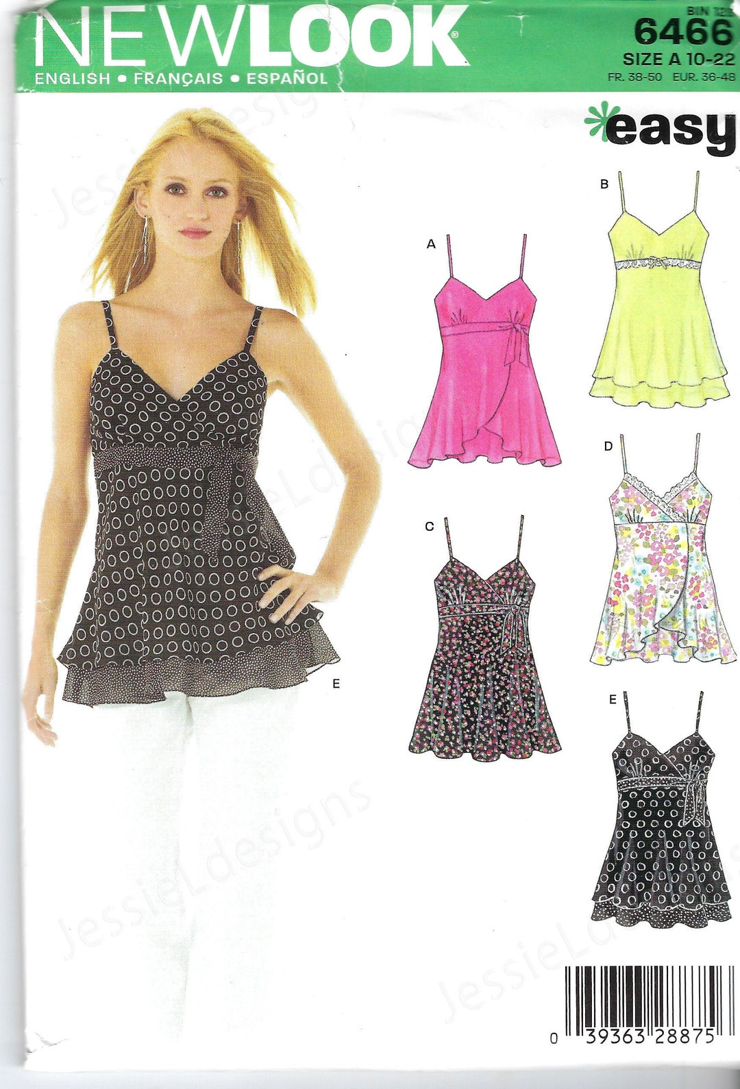 Uncut New Look Sewing Pattern 6466 Misses Top Size 10-22 FF - Etsy