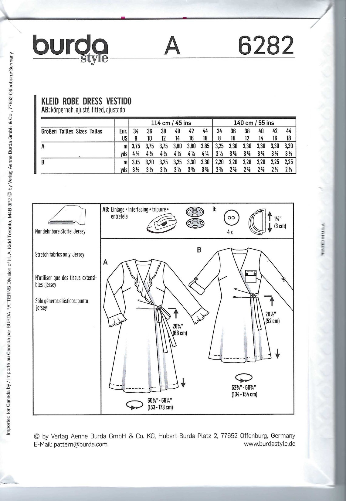Uncut Burda Style Sewing Pattern 6282 Misses Dresses Size 8-18 - Etsy