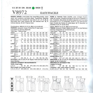 Uncut Vogue Sewing Pattern 8972 Fitted Dresses With Flared or Slim ...