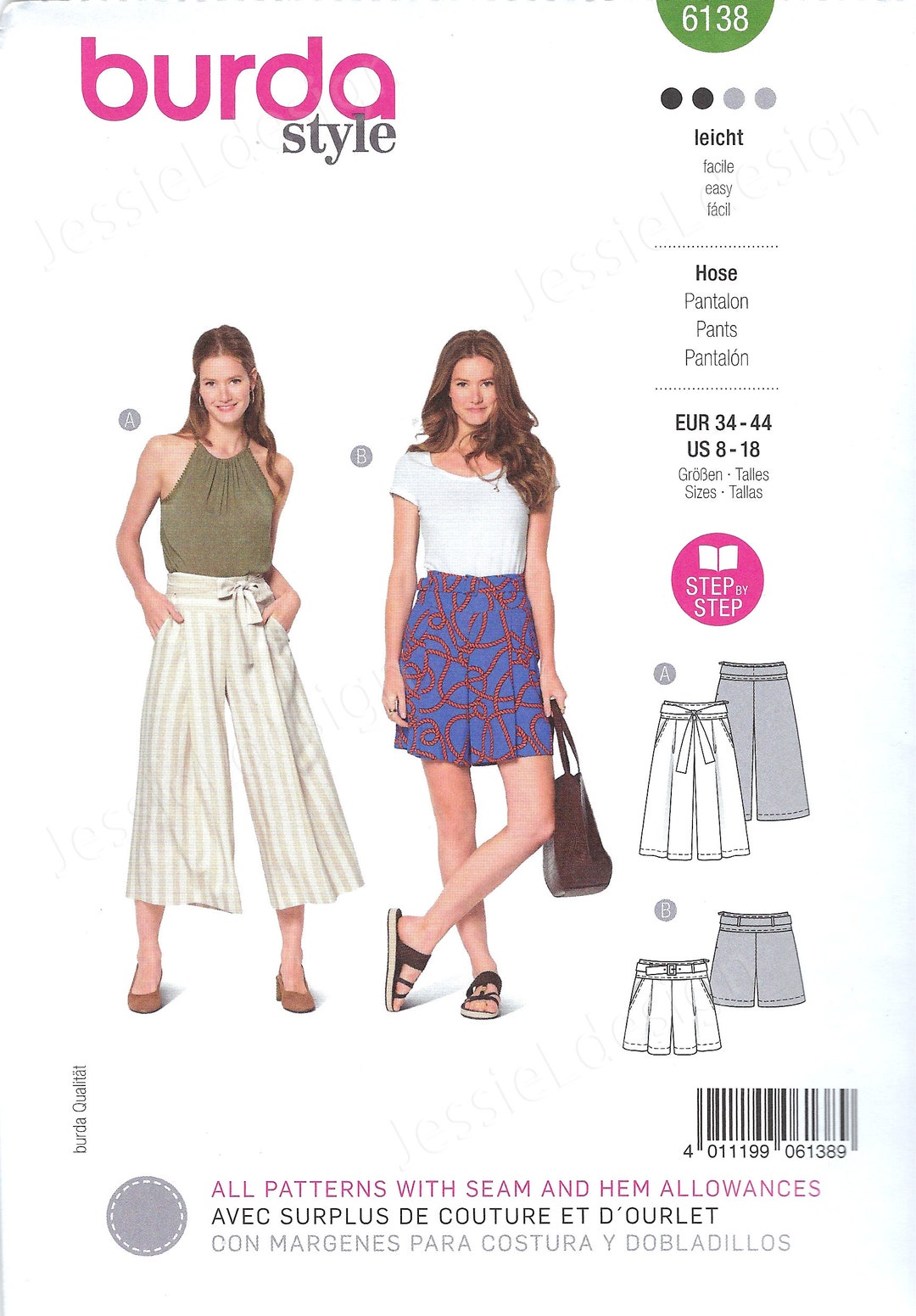 Uncut Burda Style Sewing Pattern 6138 Misses Pants Size 8-18 FF - Etsy