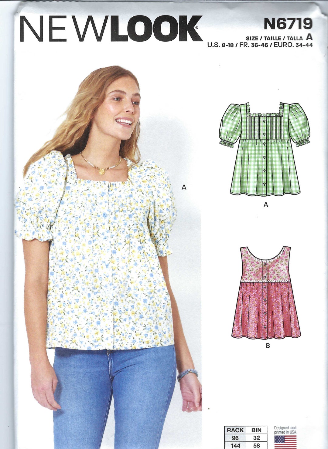 Uncut New Look Sewing Pattern Women's Tops, Tank Top, Puff Sleeve Tops ...
