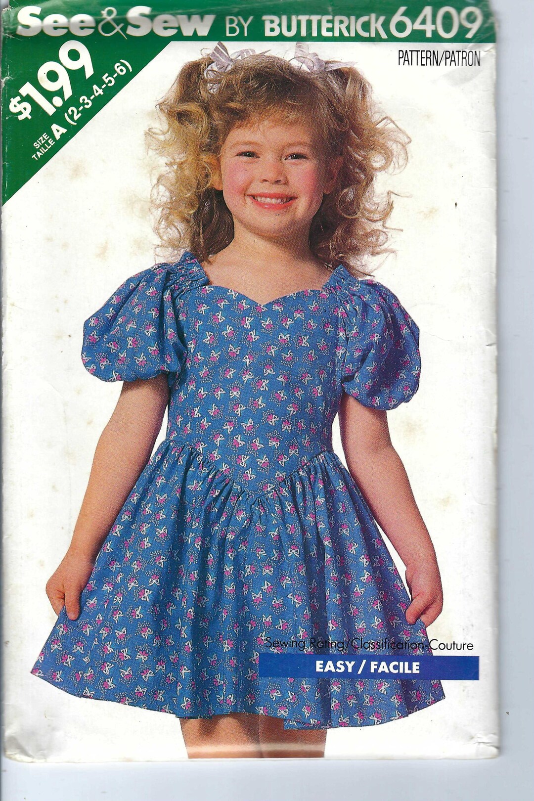 Uncut Vintage Butterick Sewing Pattern Toddler Size 2,3,4,5,6 Fitted ...