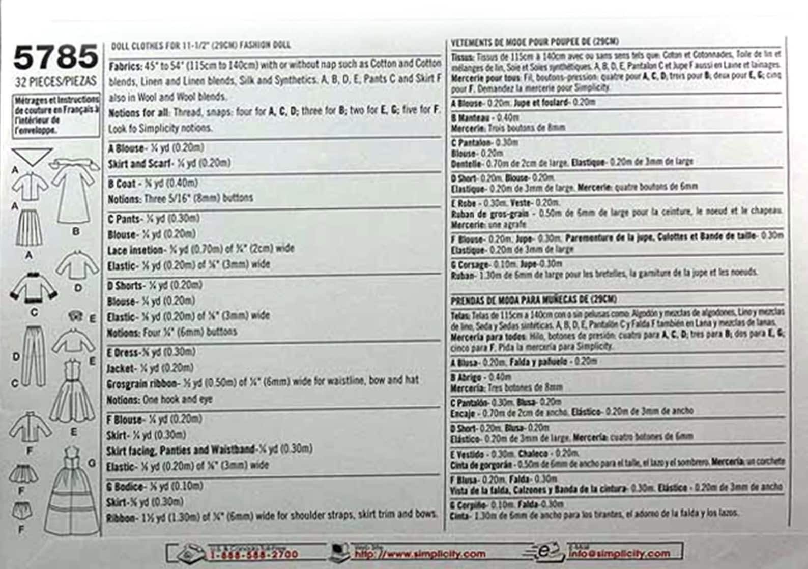 Uncut Simplicity 5785 Doll Clothes Sewing Pattern Fashion | Etsy