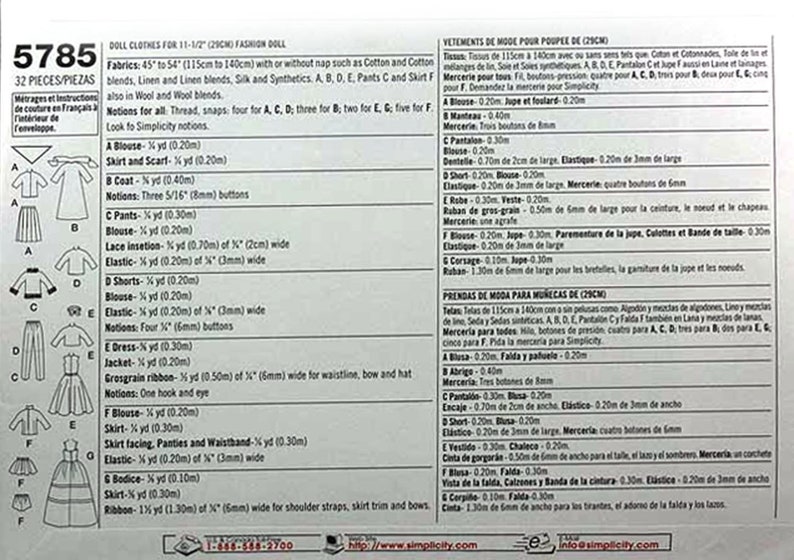 Uncut Simplicity 5785 Doll Clothes Sewing Pattern Fashion | Etsy