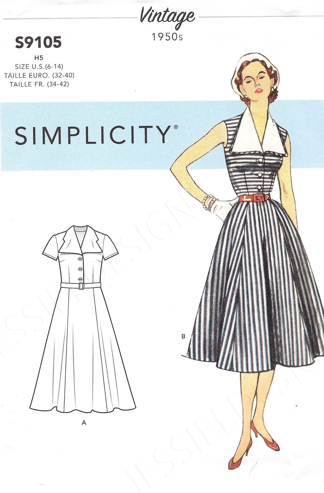 Uncut Simplicity Sewing Pattern 9105 DRESS With DETACHABLE Collar ...