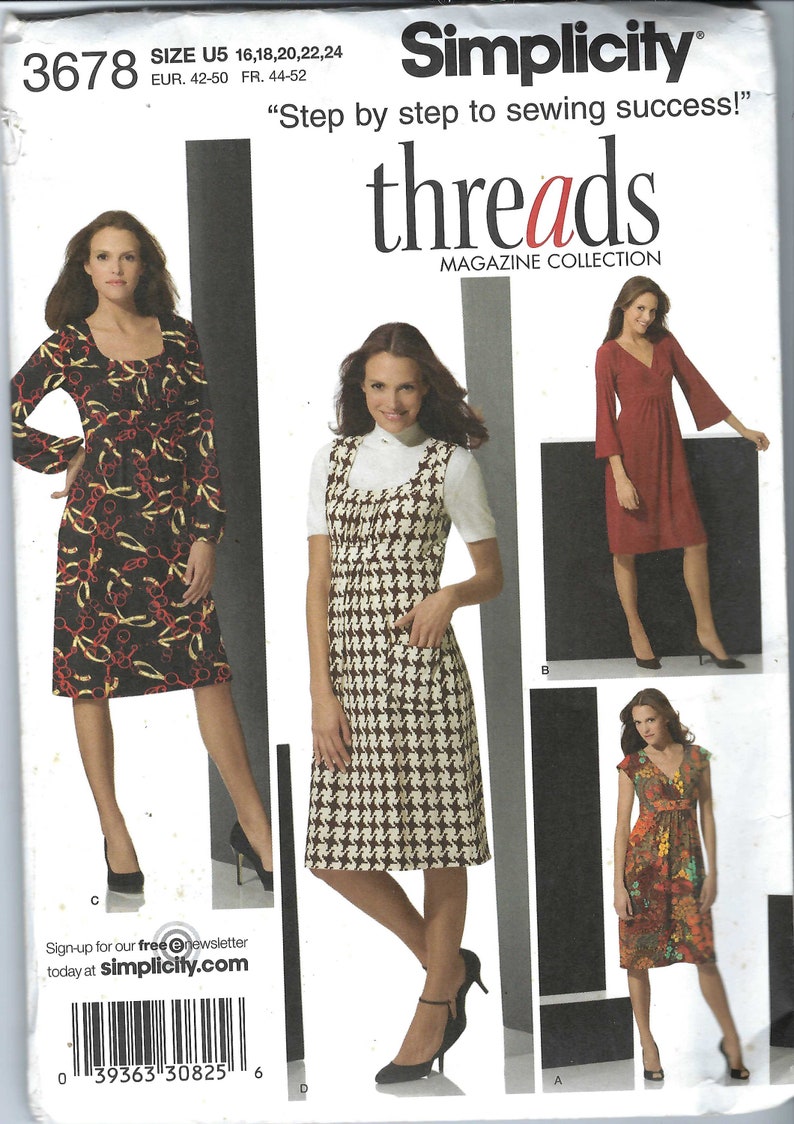 Uncut Simplicity Sewing Pattern 3678 Threads Magazine Dress - Etsy