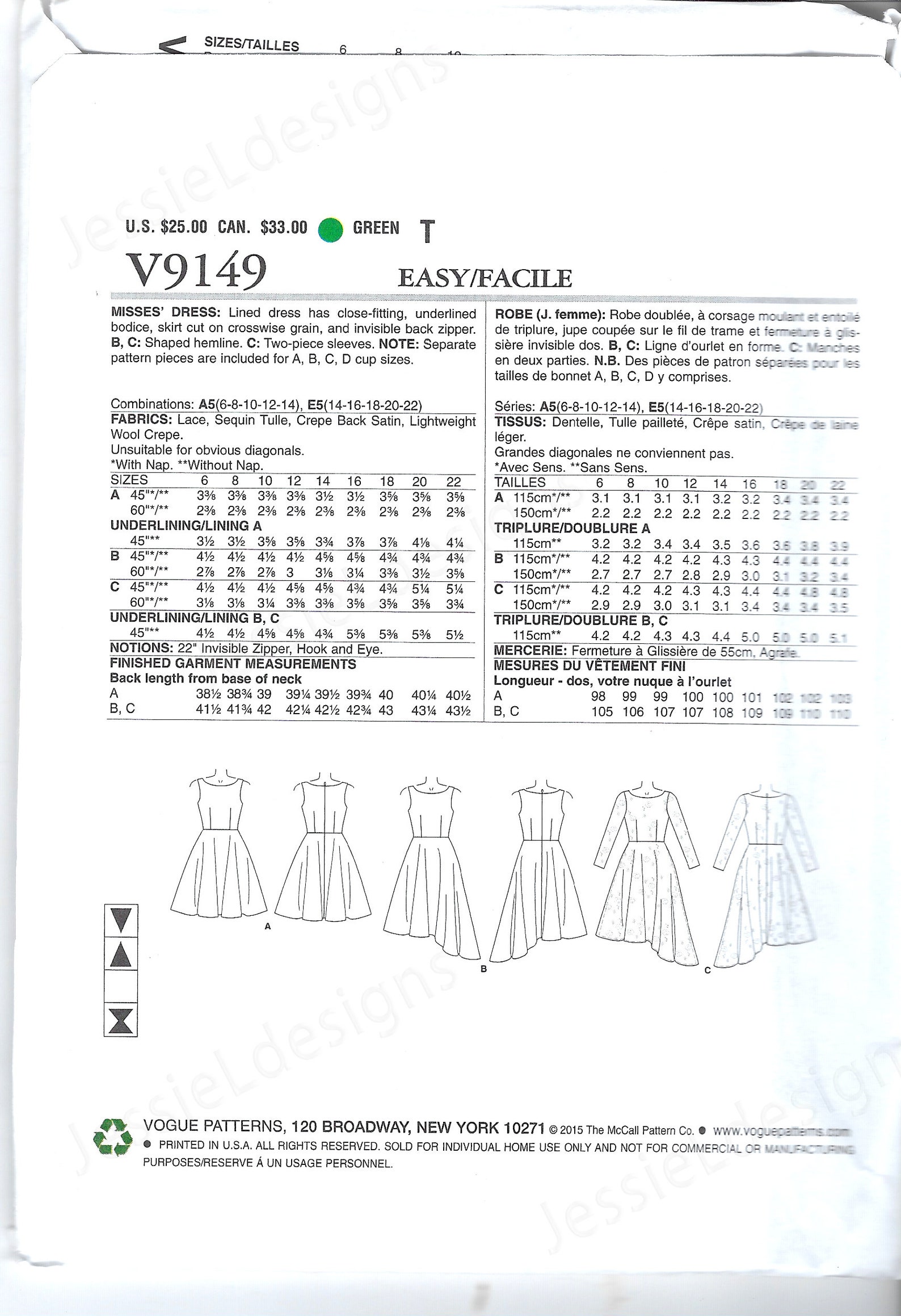 Uncut Vogue Sewing Pattern 9149 Misses' Flared and | Etsy