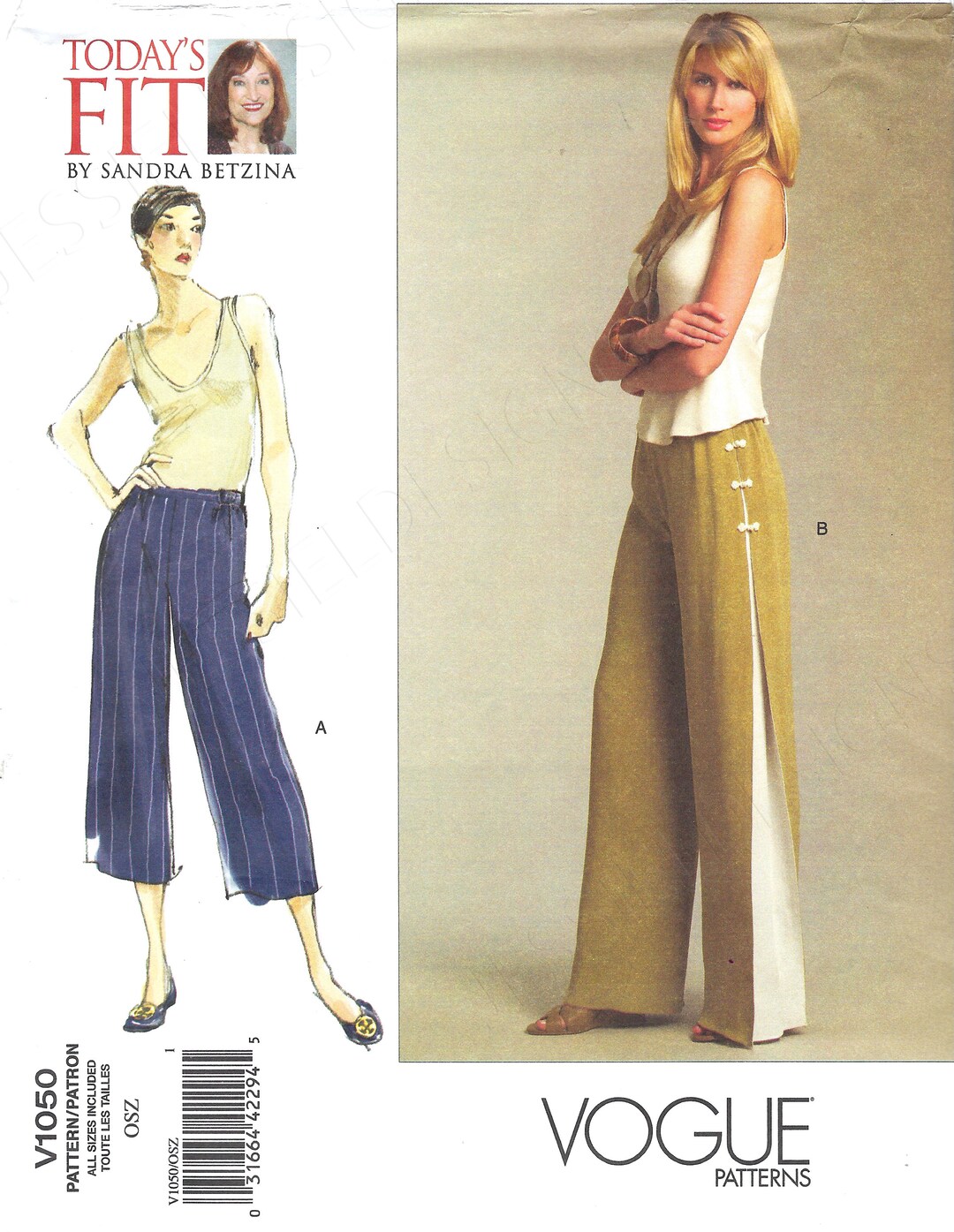 Uncut Vogue Sewing Pattern 1050 Womens Slightly Flared Pants in 2 ...