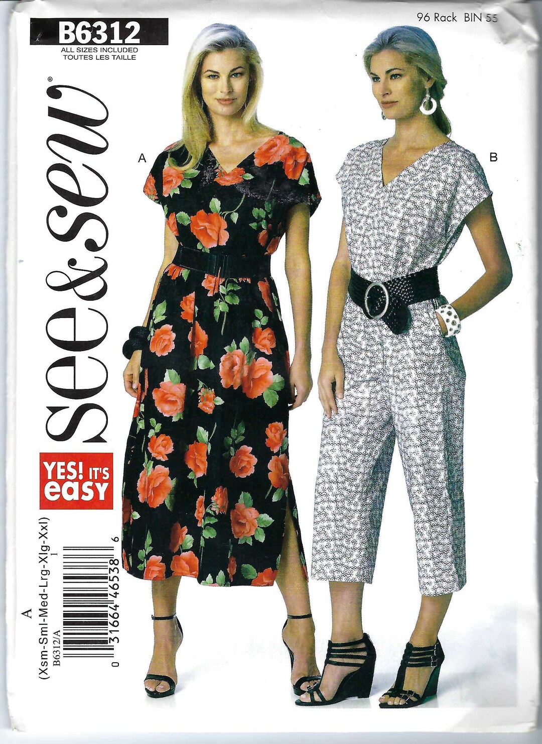 Uncut Butterick Sewing Pattern 6312 for Loose Fitting Dress and ...