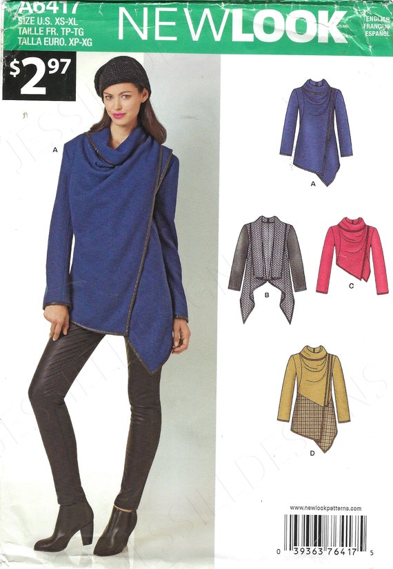 Uncut New Look Sewing Pattern 268 6417 Ms Draped Jacket 2 - Etsy