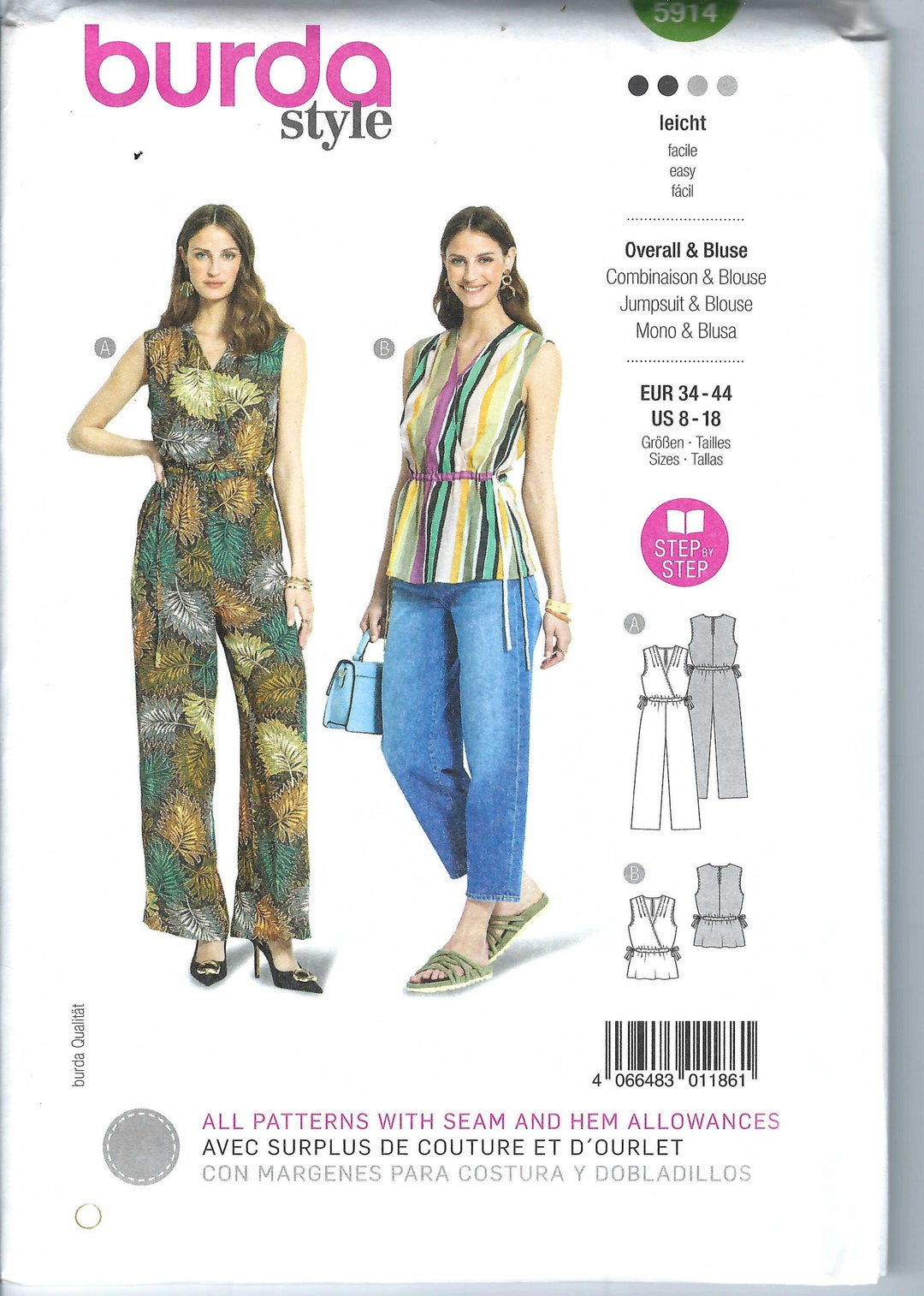 Uncut Burda Sewing Pattern Misses' Jumpsuit and Top Burda Style Sewing ...