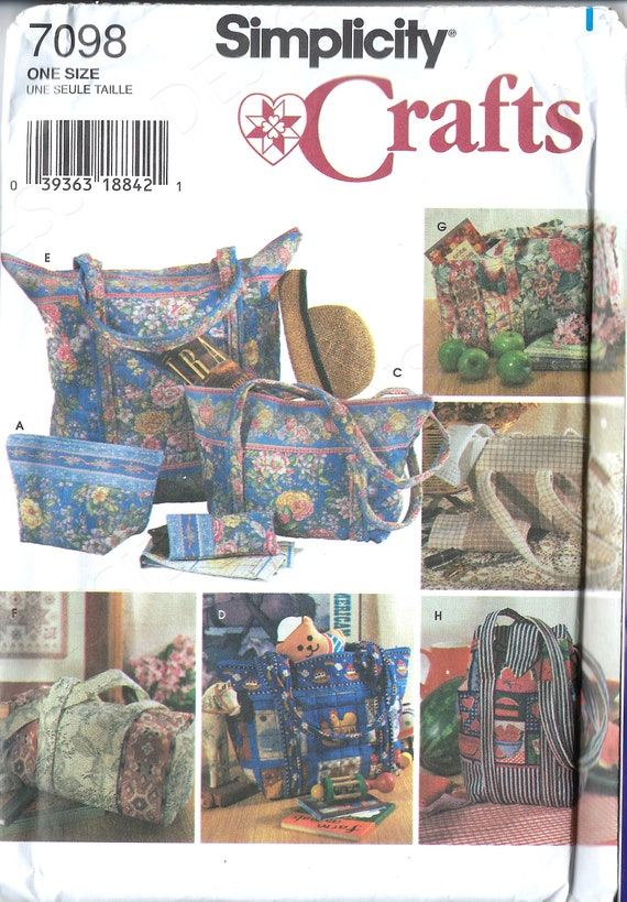 Uncut vintage Simplicity Sewing Pattern 7098 Quilted Bags and | Etsy