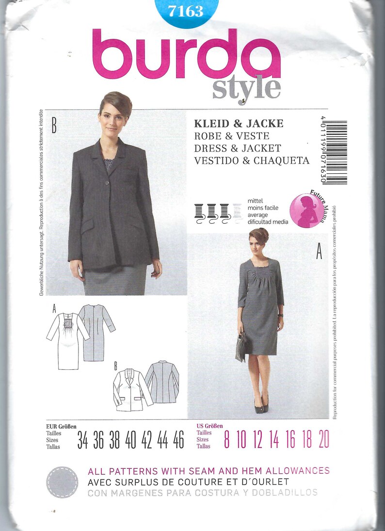 Uncut Burda Sewing Pattern 7163 Maternity Sewing Pattern | Etsy