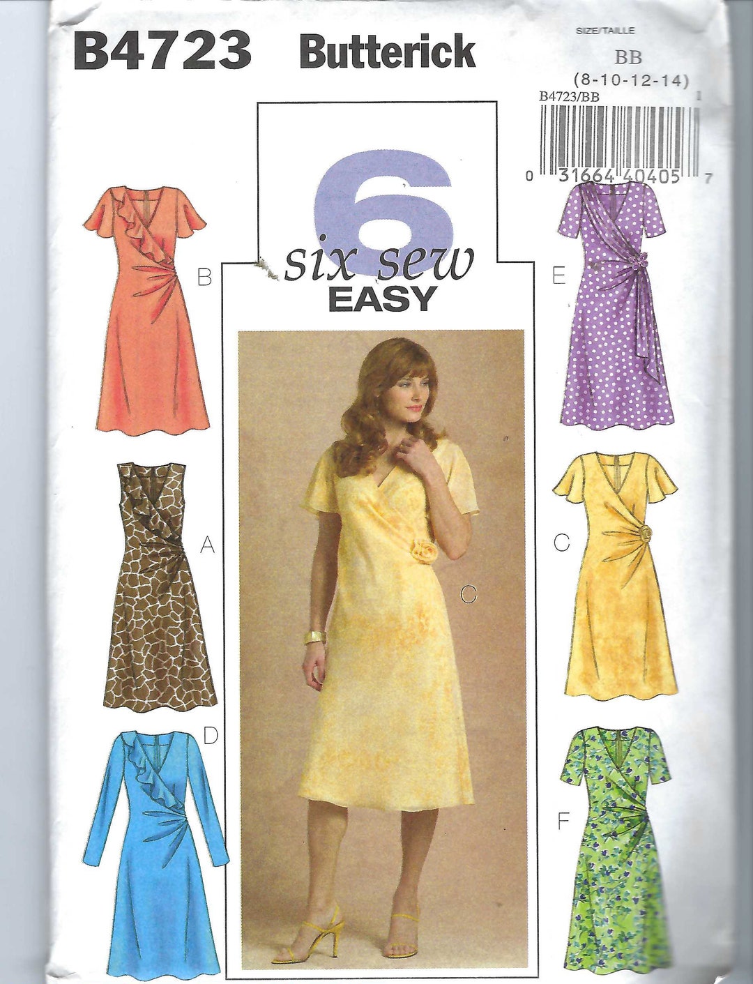 Uncut Butterick Sewing Pattern Easy Feminine Dress Pattern 6 Variations ...