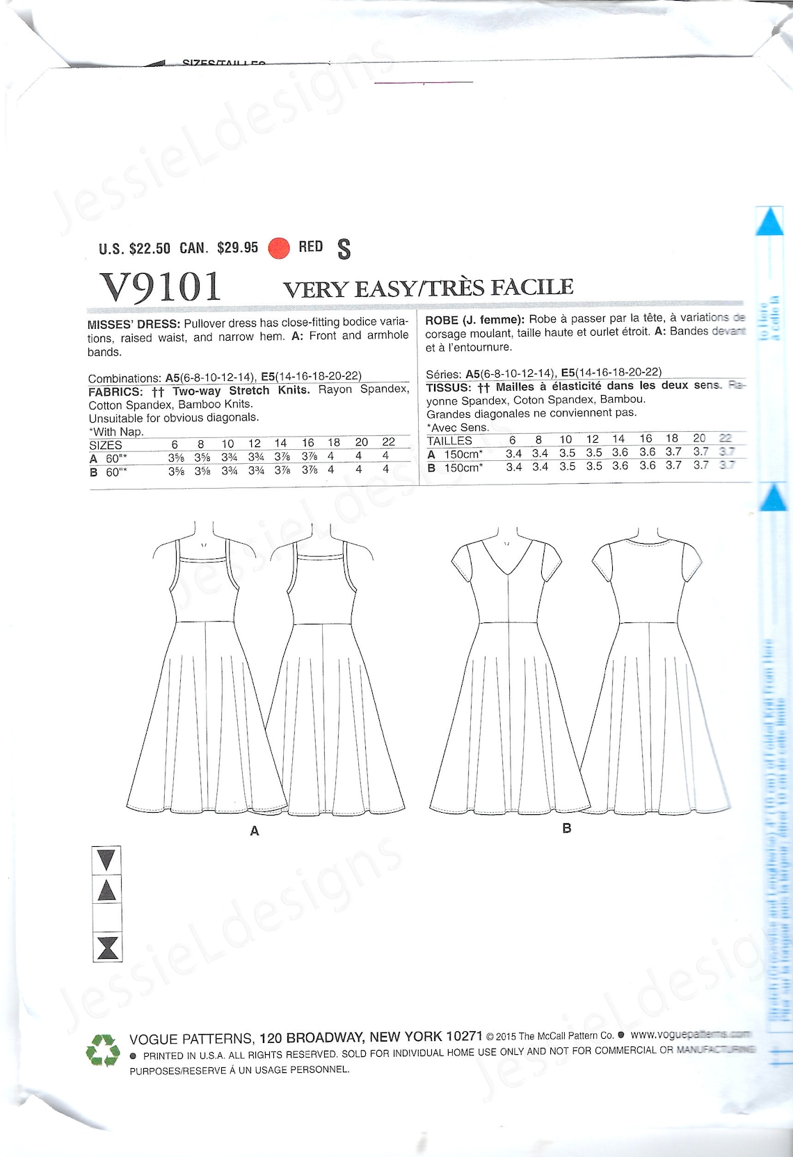 Uncut vogue sewing pattern 9101 Easy Pullover Dress size | Etsy