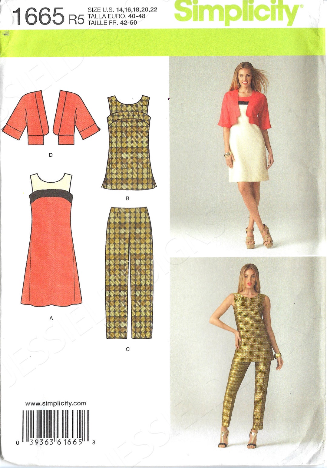 Uncut Simplicity Sewing Pattern 1665 Sleeveless Dress or Tunic With ...