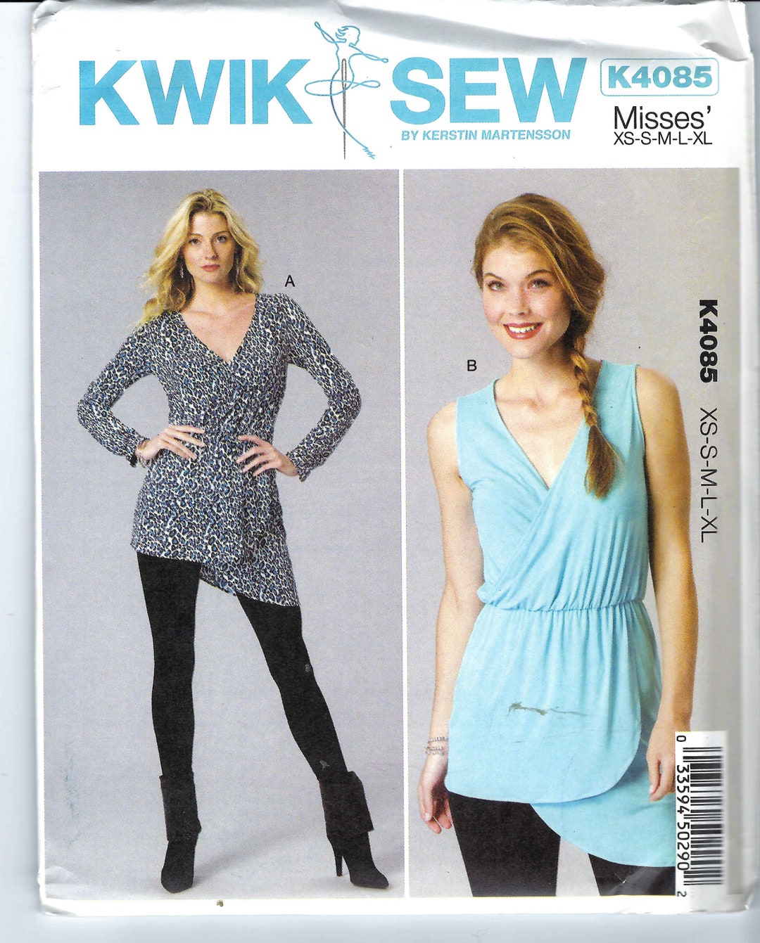 Uncut Kwik Sewing Pattern 4085 Surplice Tunic Top, Sleeveless, Long ...