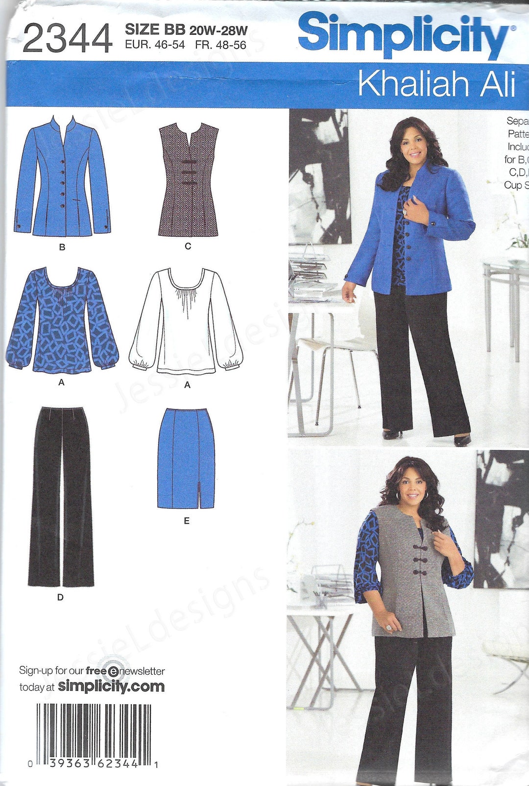 Uncut Simplicity Sewing Pattern 2344 Khaliah Ali Jacket Vest Stretch ...