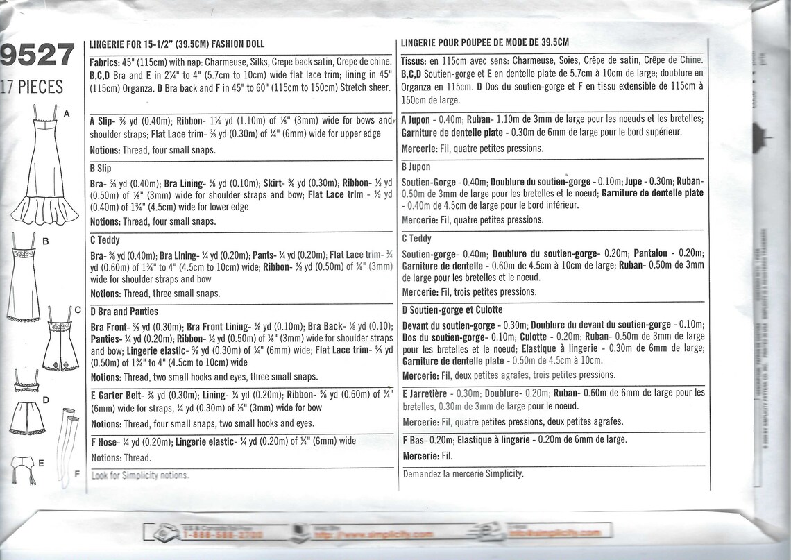 Uncut Simplicity Sewing Pattern 9527 Simplicity Couturier Doll - Etsy