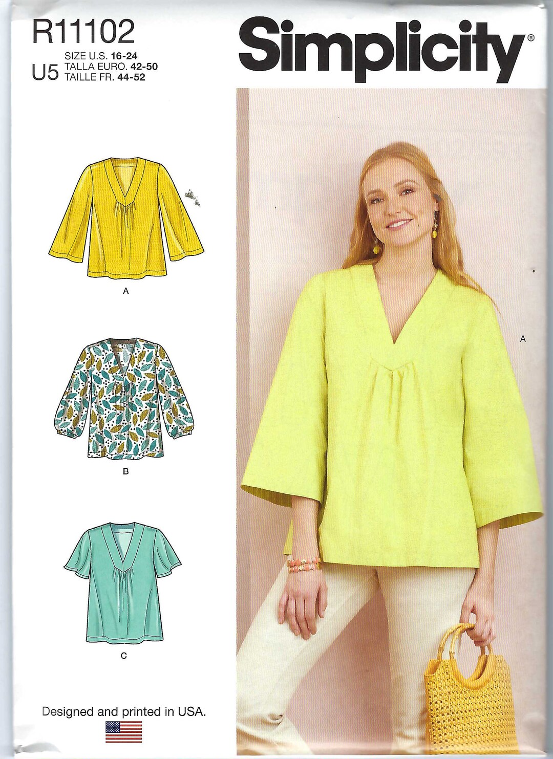 Uncut Simplicity Sewing Pattern 11102 9333 Pullover TOPS With SLEEVE ...