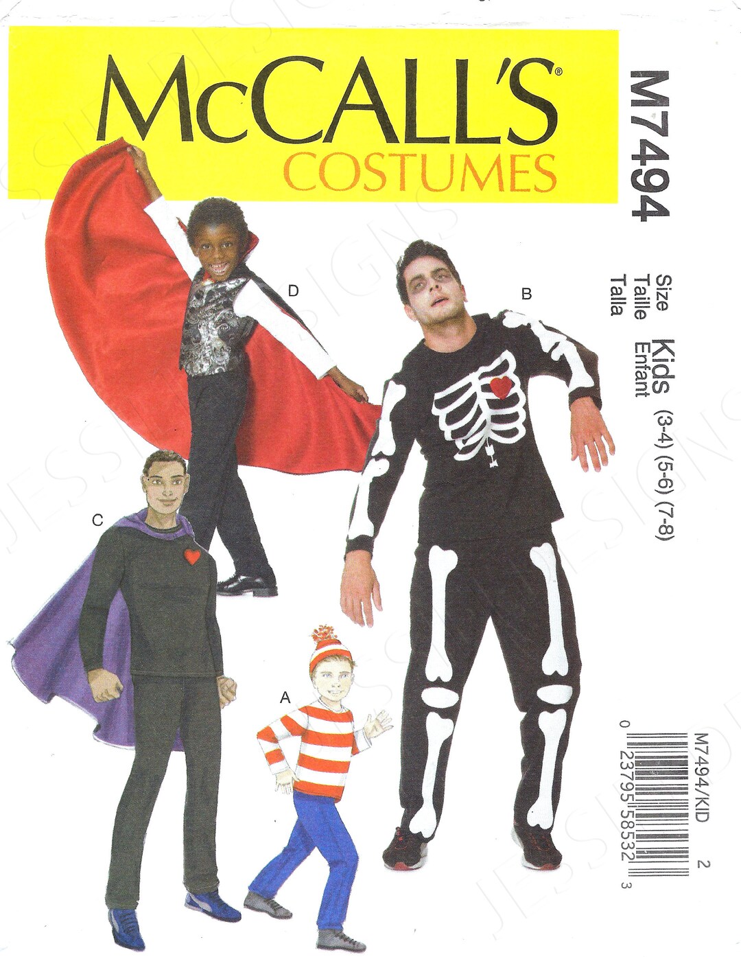 Uncut Mccalls Sewing Pattern 553 7494 Halloween Costume Sewing Pattern ...
