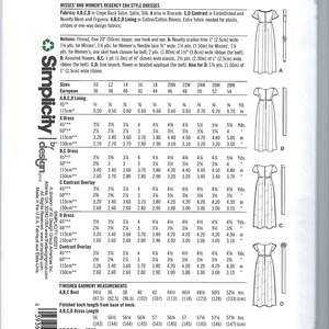 Uncut Simplicity Sewing Pattern 11271 9434 Misses and Women's Regency Era Style Dresses Size 10 ...