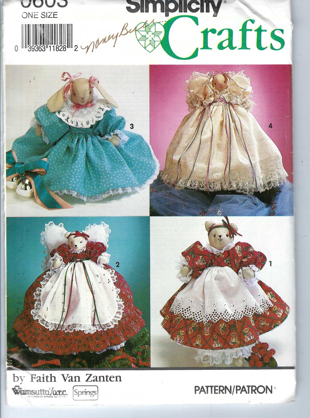 Uncut Vintage Simplicity Sewing Pattern 7477 603 Bunny Angel Tree ...