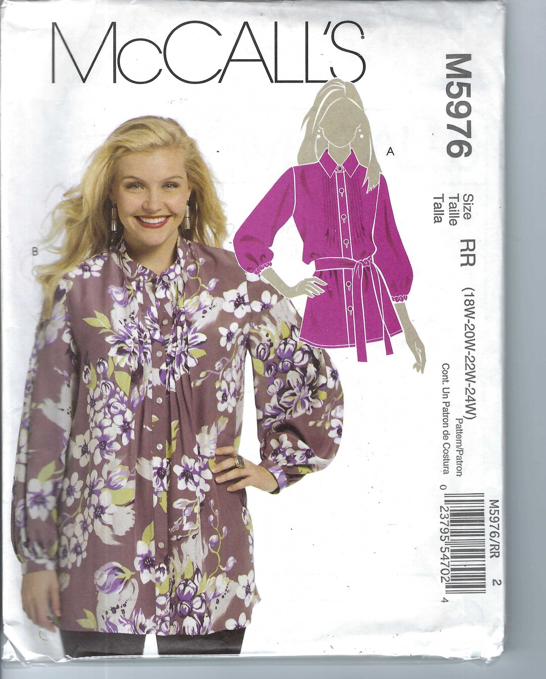 Uncut Mccalls Sewing Pattern Womens Tunics and Belt Pattern Sizes 18W ...