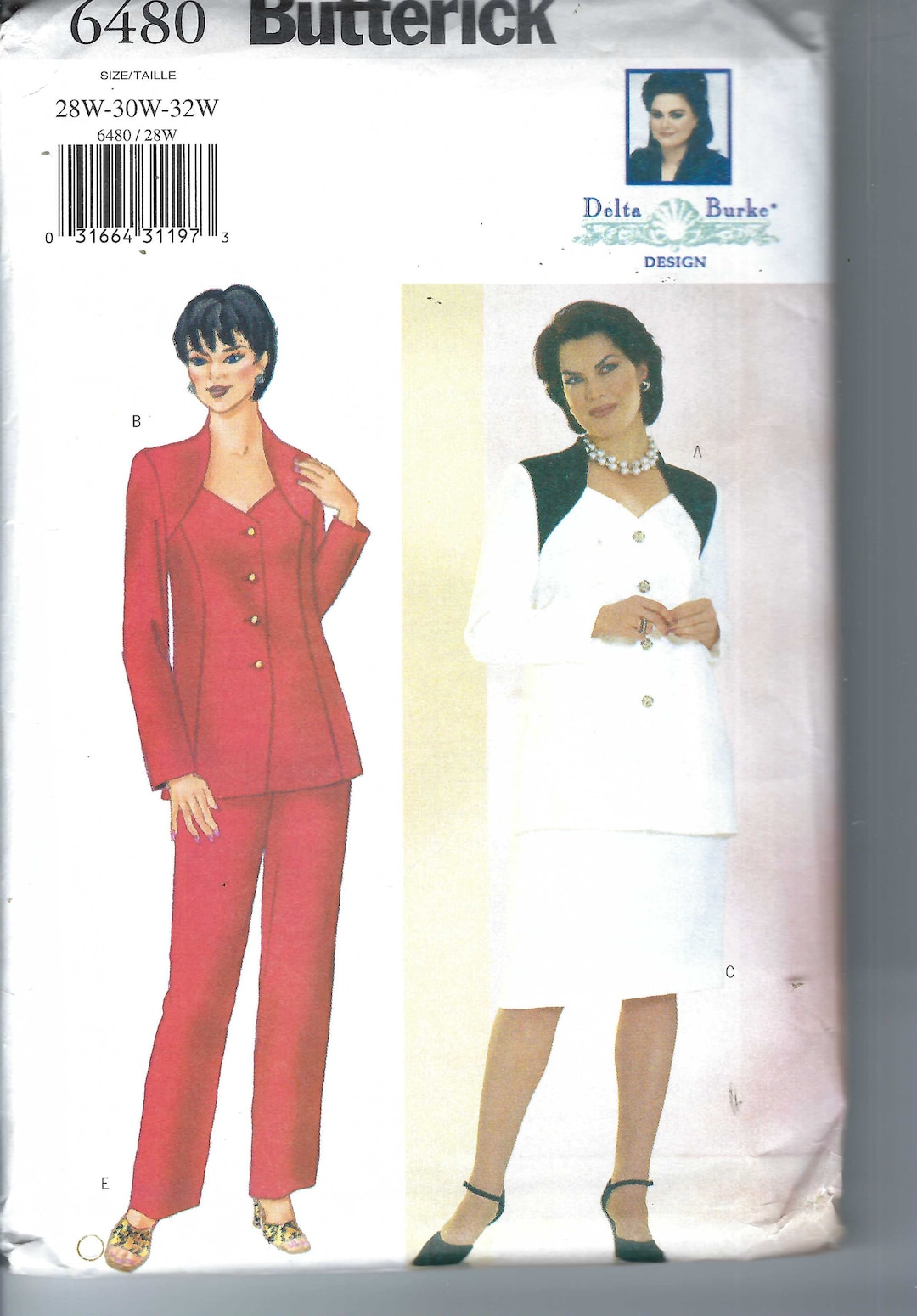 Uncut Butterick Sewing Pattern 6480 Delta Burke Design Jacket, Skirt ...