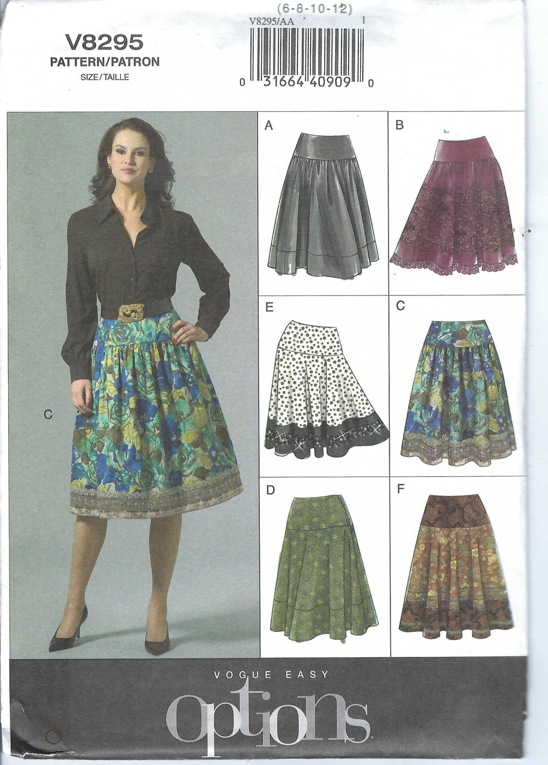 Uncut Vogue Sewing Pattern 8295 Misses' Women's Flared Skirt Size 6-12 ...