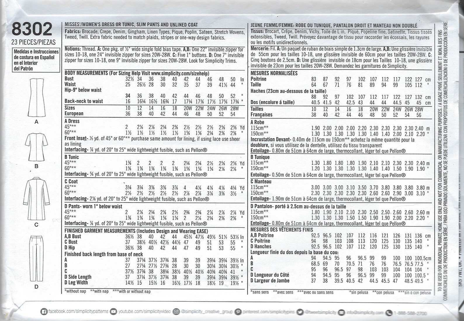 Uncut Simplicity Sewing Pattern 8302 Misses/women's Dress - Etsy