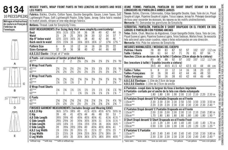 Uncut Simplicity 8134 Sewing Pattern Great Summer Wrap Front - Etsy