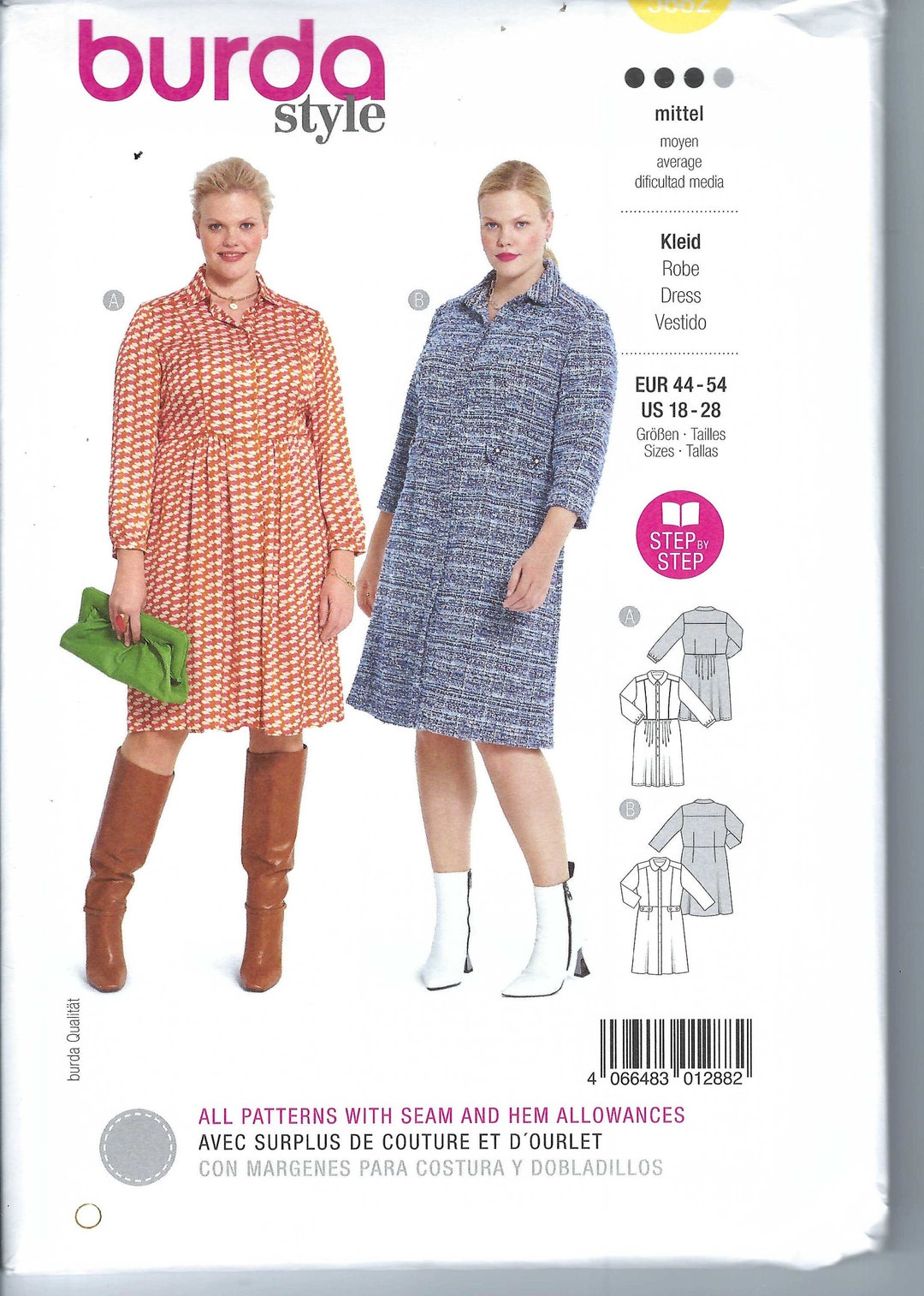 Uncut Burda Sewing Pattern Misses' Dress Burda Style Sewing Pattern ...