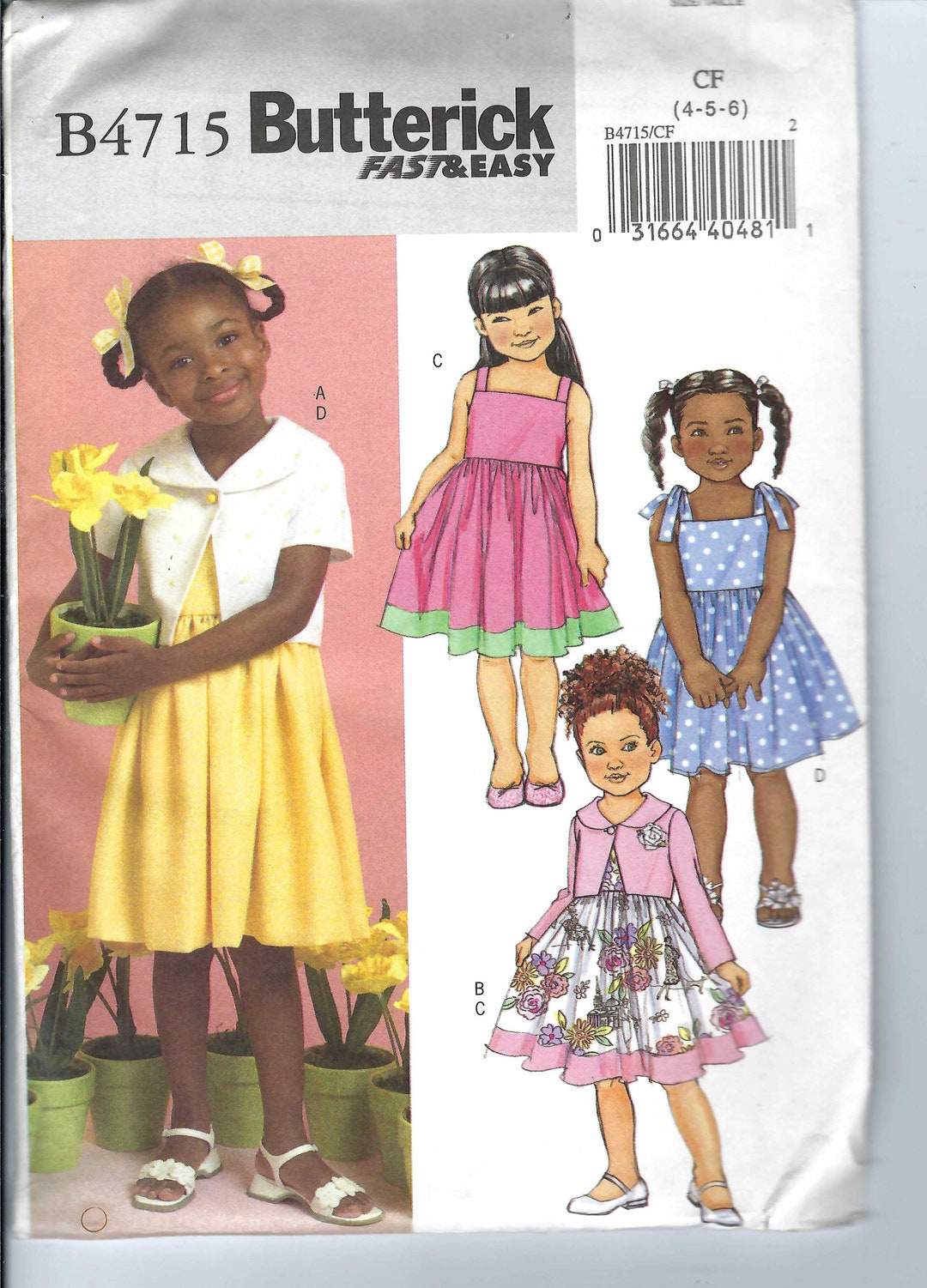 Uncut Butterick Sewing Pattern 4715 Fast and Easy Dresses and Jackets ...